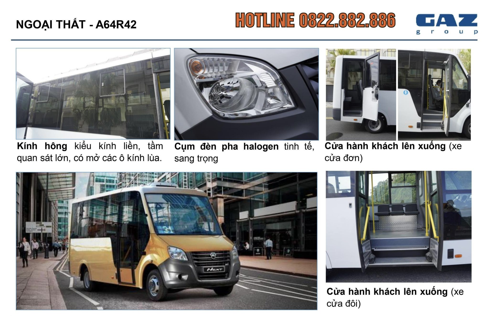 Xe buýt Gaz thành phố mini bus 1 cửa và 2 cửa B20 - Gaz Miền Bắc
